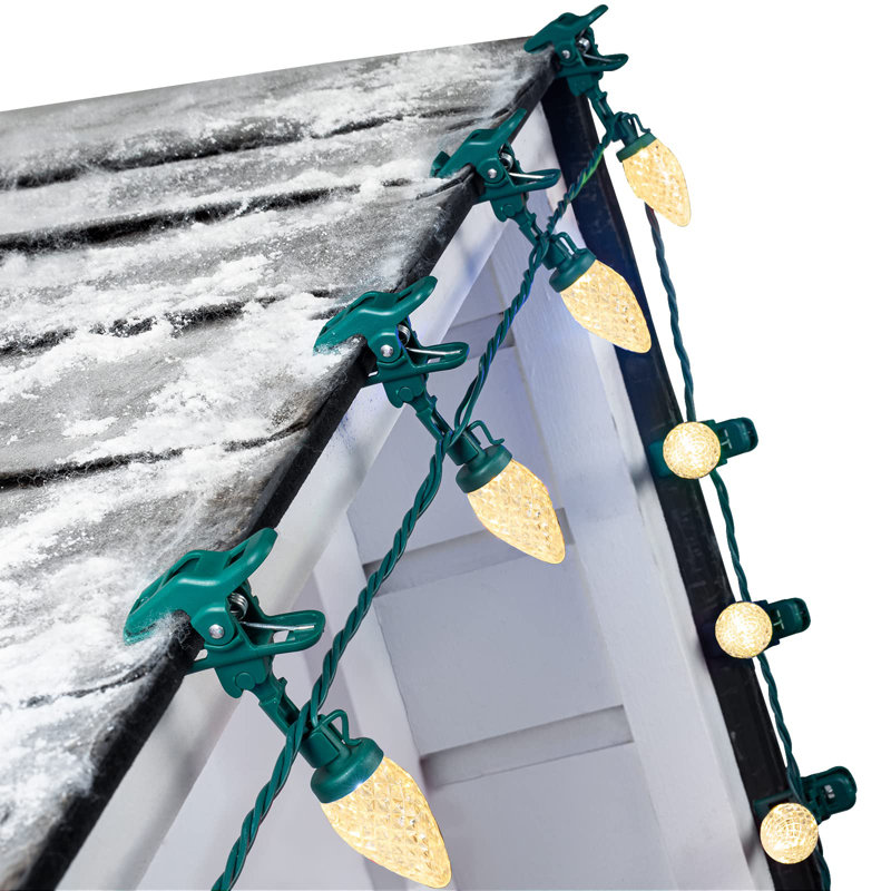 The Holiday Aisle Led Christmas String Lights 100 LED With Quick Clips Outdoor Waterproof Strawberry Lights Commercial Grade Extendable For Indoor Outside Roofline Patio Home Xmas Decoration Wayfair